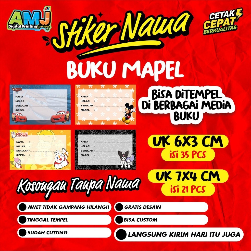 Jual Isi 35 & 21 pcs Stiker Mapel_Label Buku Pelajaran Sekolah_Stiker ...
