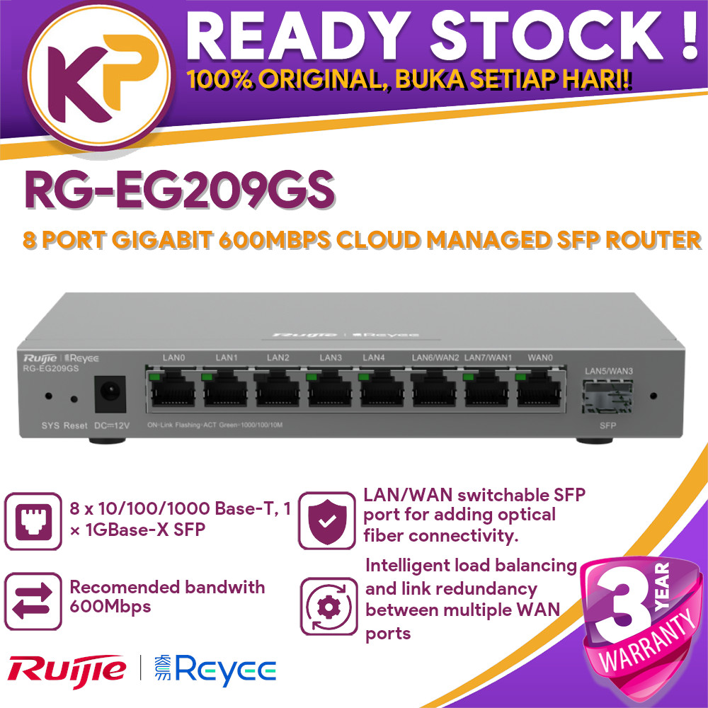 Jual RUIJIE REYEE RG-EG209GS 8 PORT GIGABIT 600MBPS CLOUD MANAGED SFP ...