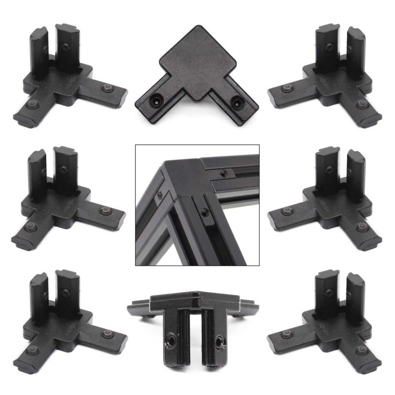 Jual 8pcs Black 3 Way End Angle Bracket Connectors For Europe Standard ...