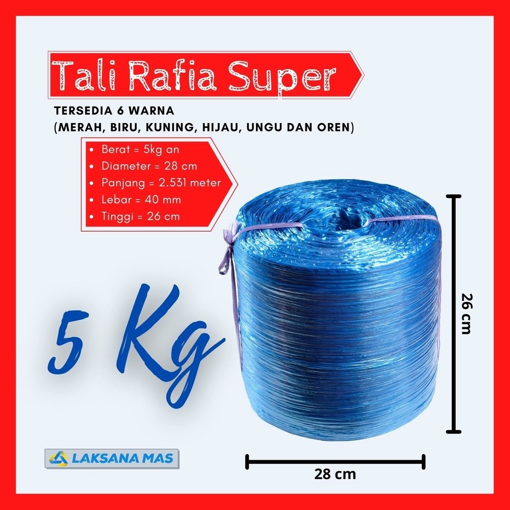 Jual GH20M Tali Rafia Plastik Laksanamas Super Warna Glossy Merah/Biru/Kuning/Hijau/Ungu/Oren di ...