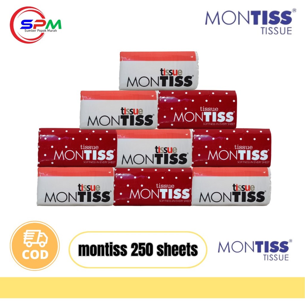 Jual PAKET 4 6 PACKS Tisu Montiss 250 Sheets Lembar 2 ply 2 Lapis ...