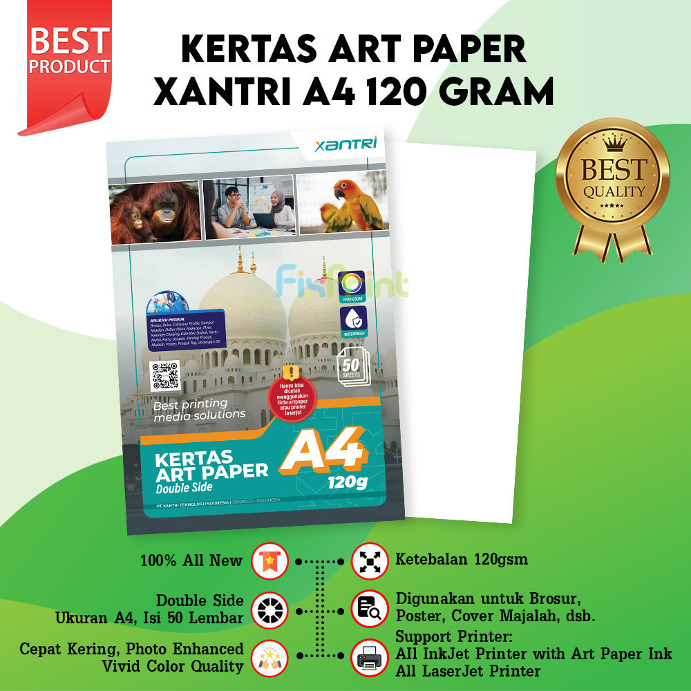 Jual Kertas Art Paper A4 120 GSM 1pack / 50 Lembar Kertas Art Karton ...