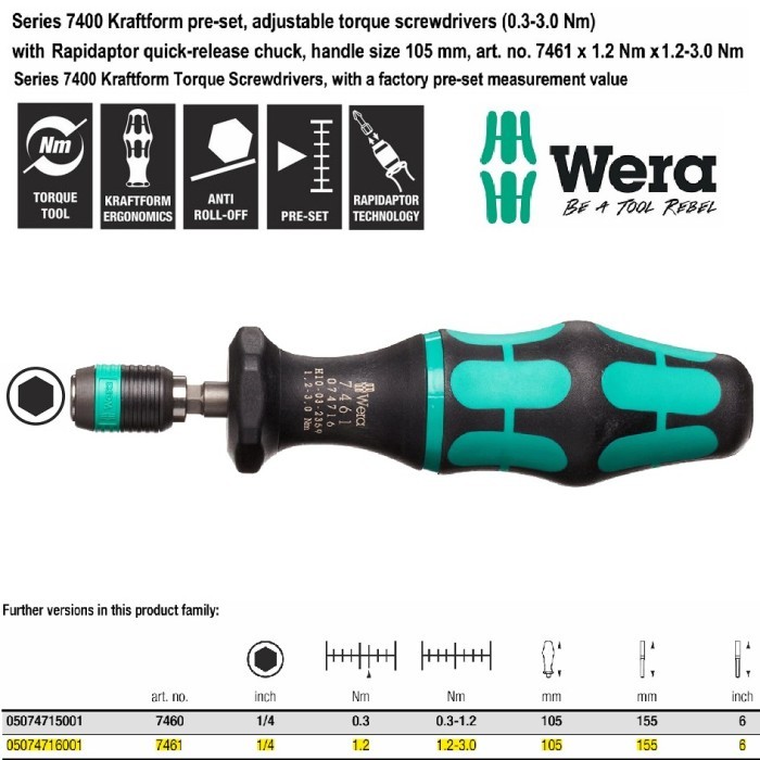 Jual Wera 05074716001 - Obeng Torsi 1/4" 1.2-3.0Nm PRE-SET Torque ...