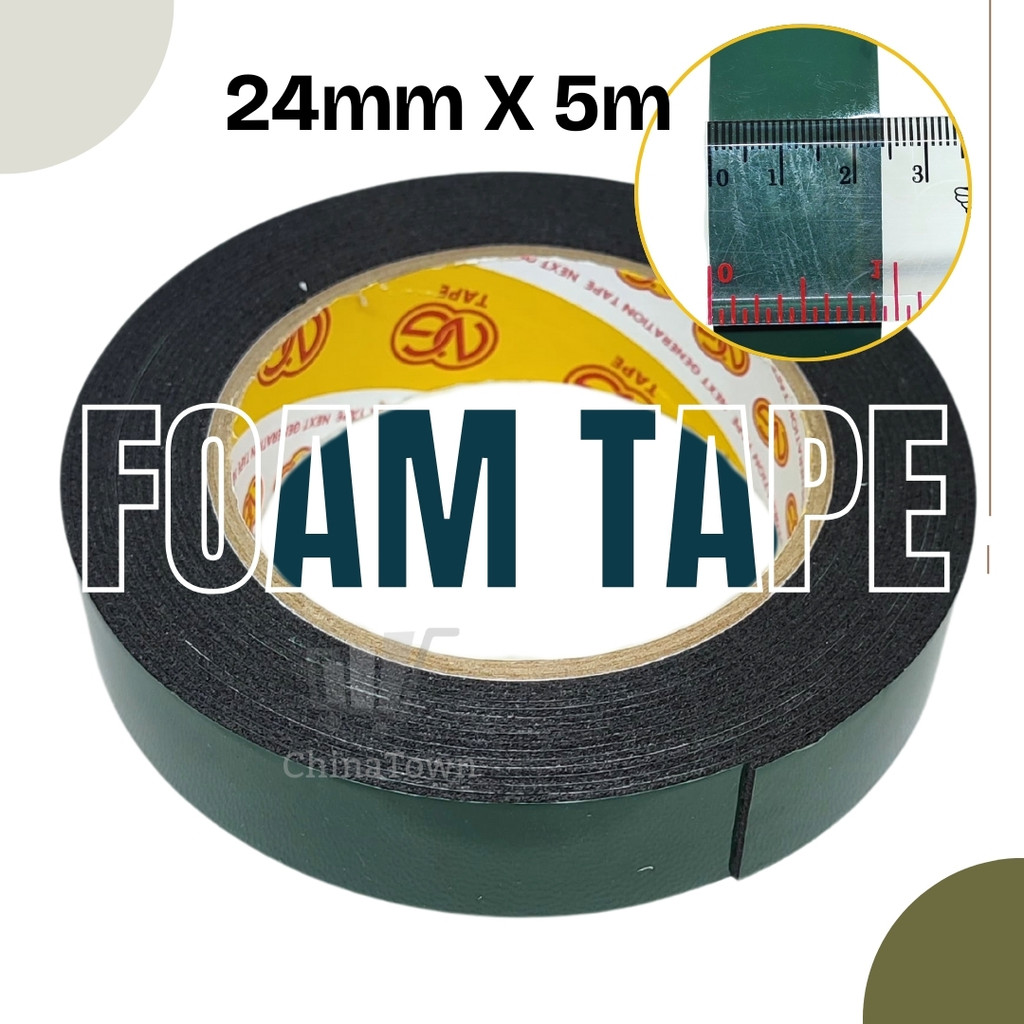 Jual Double Tape Foam 24mm 5M Isolasi Busa Hijau 1inch | Shopee Indonesia