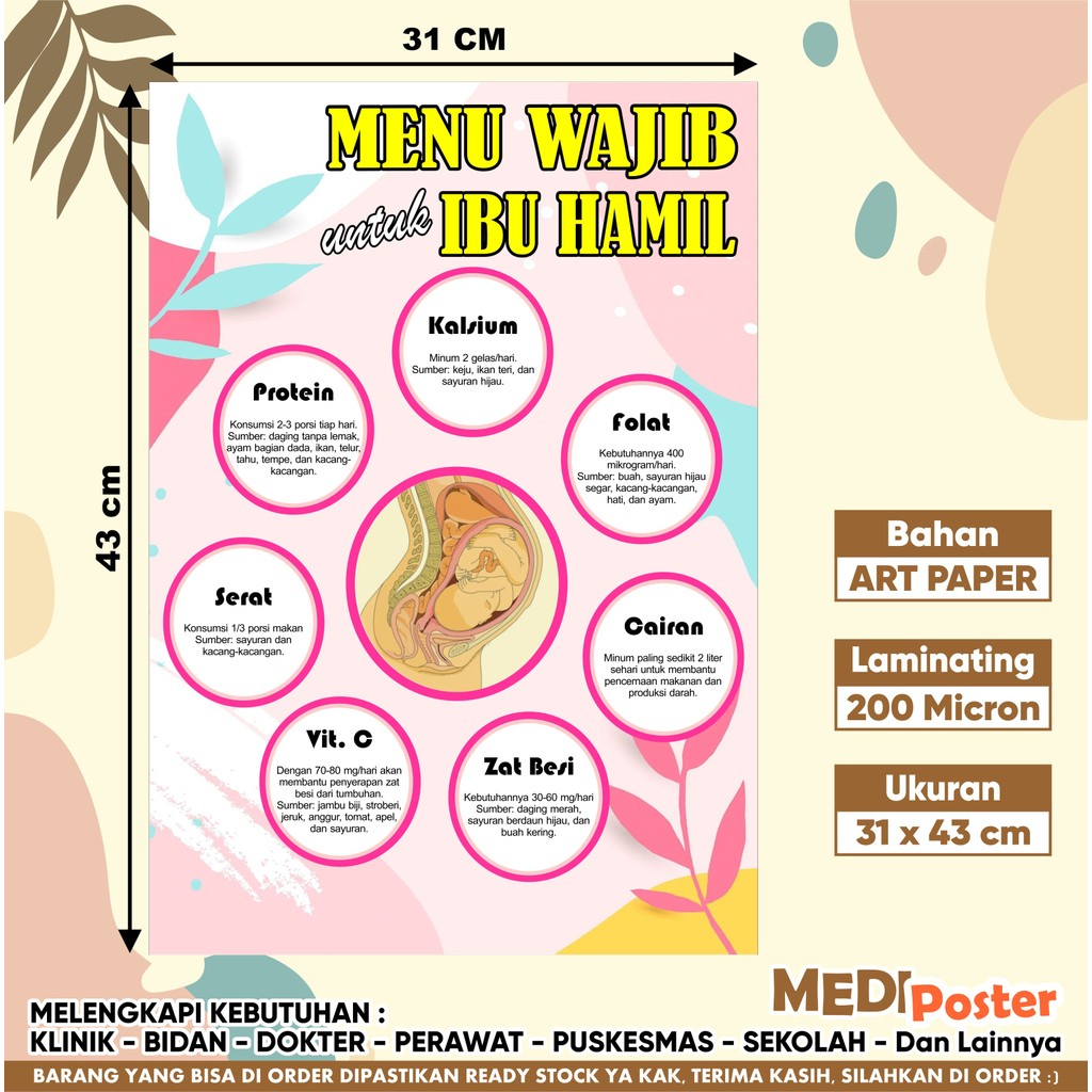 Jual Poster Menu Wajib Untuk Ibu Hamil | Shopee Indonesia