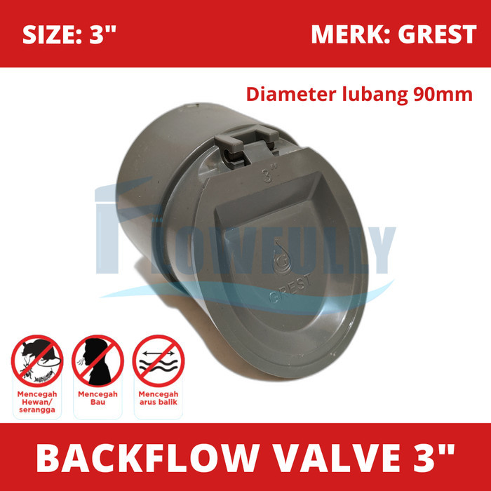 Jual GREST BACKFLOW VALVE 3 INCH / BACK FLOW KATUP GOT ANTI TIKUS BAU ...