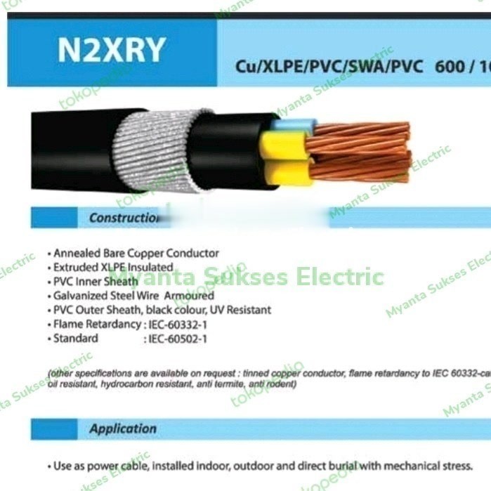 Jual Kabel N2XRY 4x50 4x50mm (CU/XLPE/PVC/SWA/PVC) Meteran / Eceran | Shopee Indonesia
