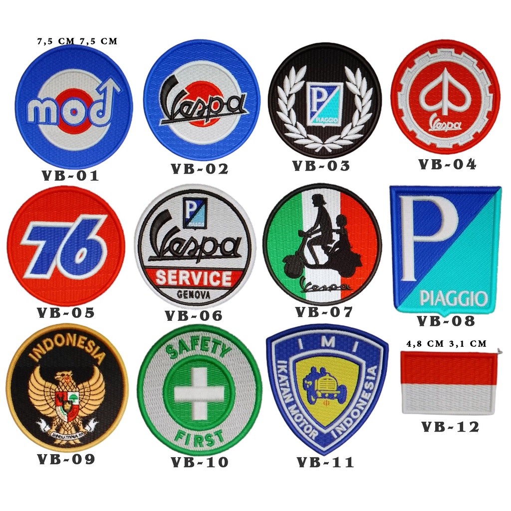 Jual Bordir BORDIR/LOGO CUSTOM/LOGO SENDIRI/PATCH BORDIR/VESPA/PIAGGIO ...