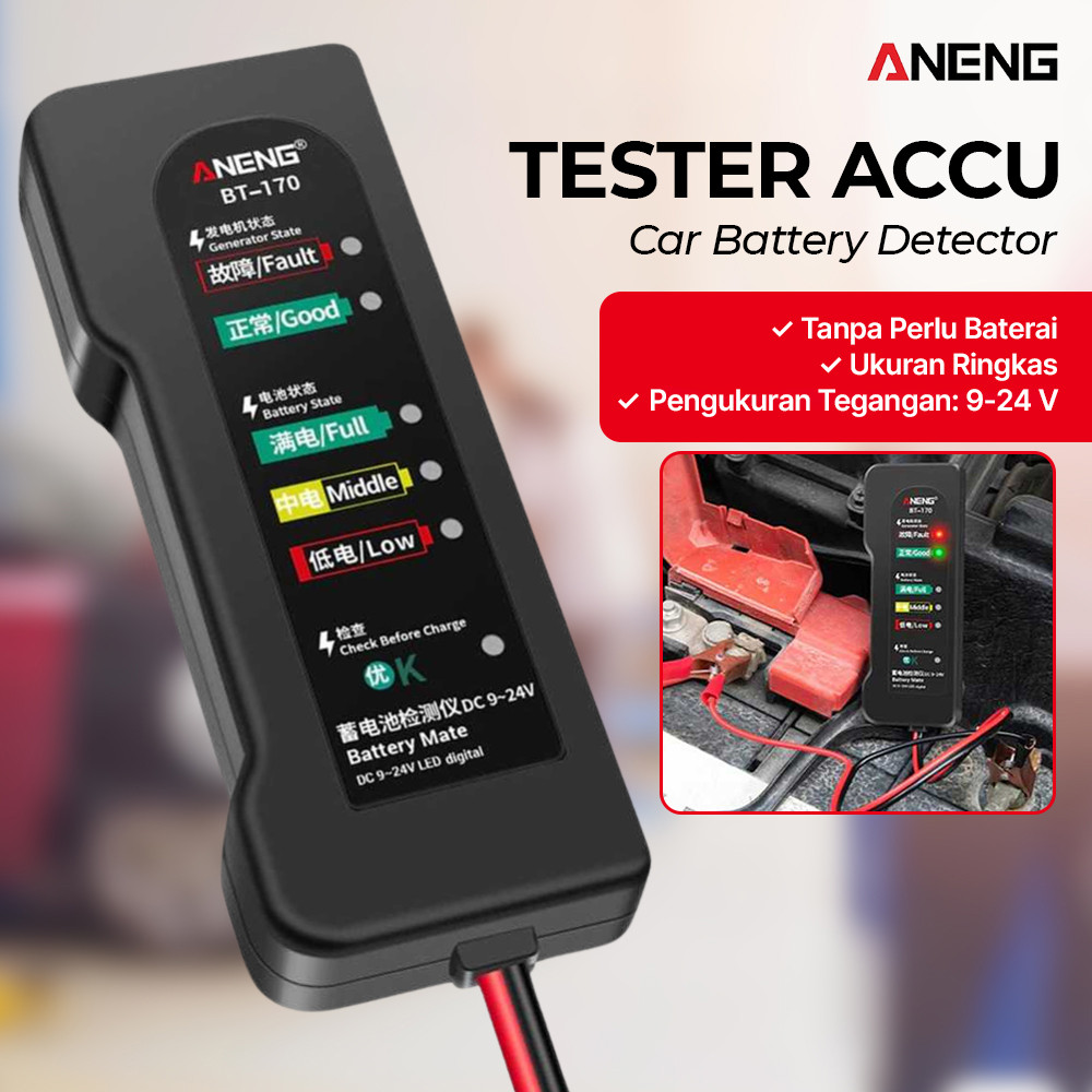 Jual Tester Accu Car Battery Detector 12V Analyzer Fault - BT-170 ANENG ...