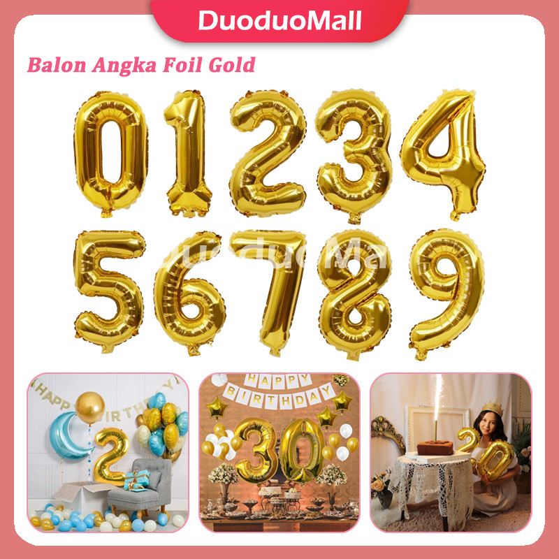 Jual Balon Angka Foil Gold/Balon Pesta Ulang | Shopee Indonesia