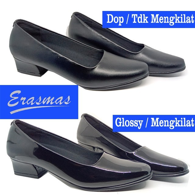 Jual VW34R Sepatu PDH Polwan PDH Kowad 02A Erasmas Hak 3 Cm Hitam ...