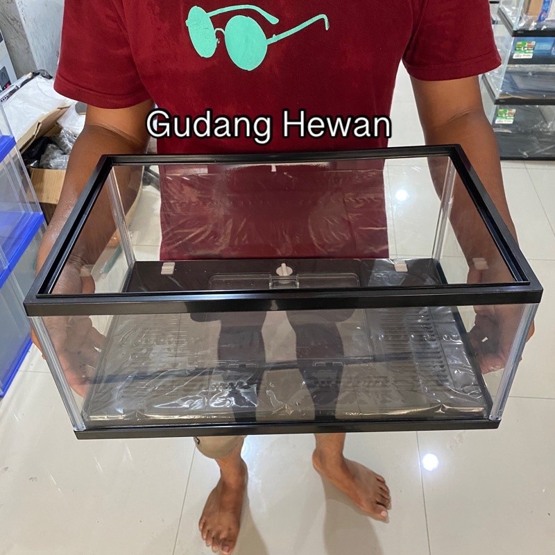 Jual (GOJEK) GEX KEME L + COVER AQUARIUM - 40x25x17 CM - AKUARIUM KURA - AKUARIUM REPTIL ...