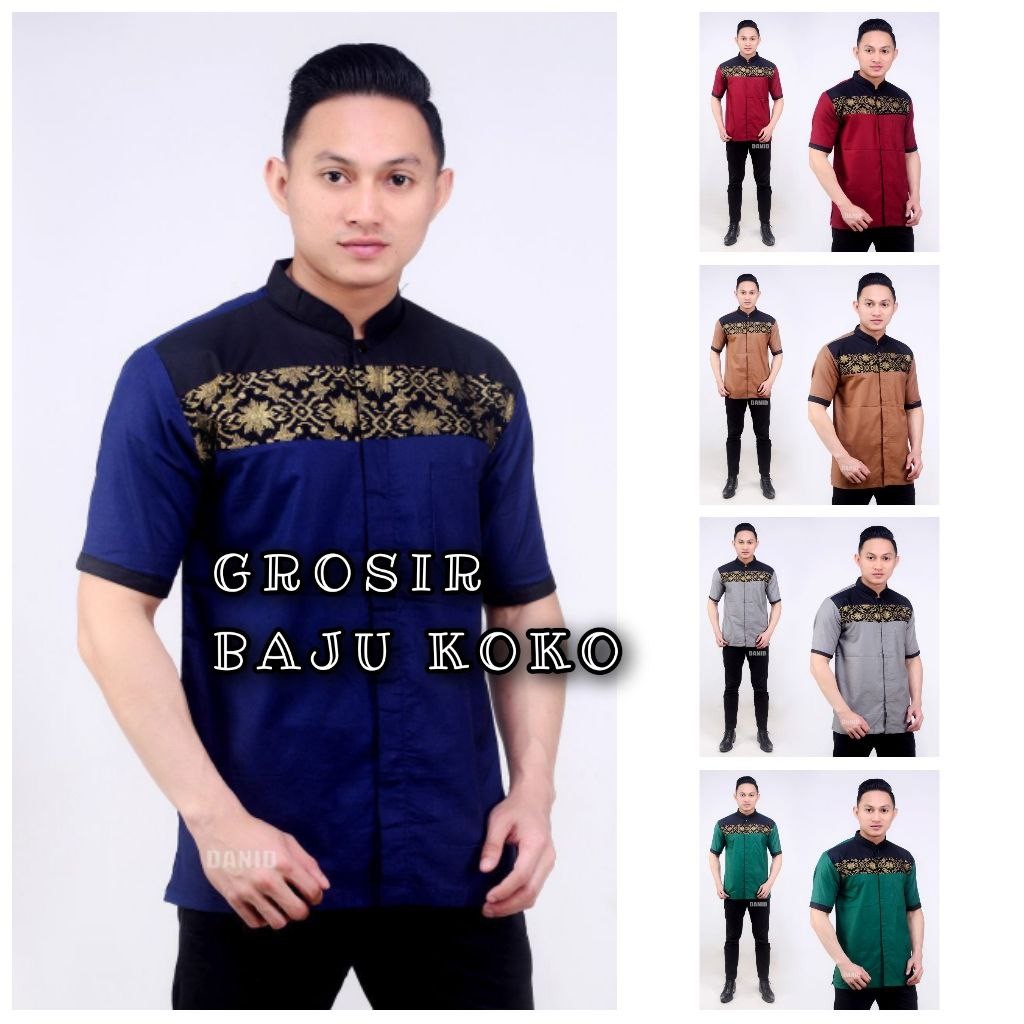 Jual Kemeja Koko Batik Pria Kain Adem Model Terbaru Baju Muslim Pria ...