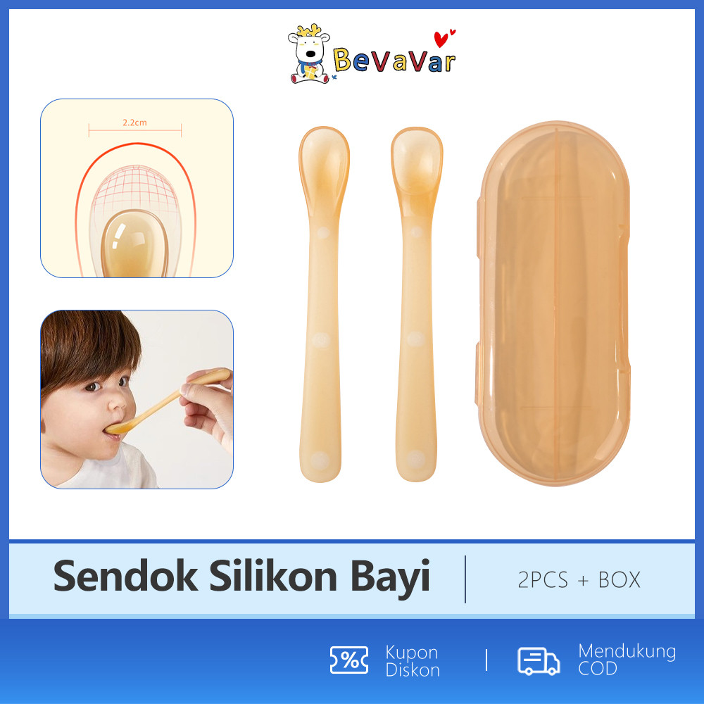 Jual BEVAVAR 2 PCS/Set Sendok Makan Silikon Bayi Sendok Mpasi Bayi Bpa ...