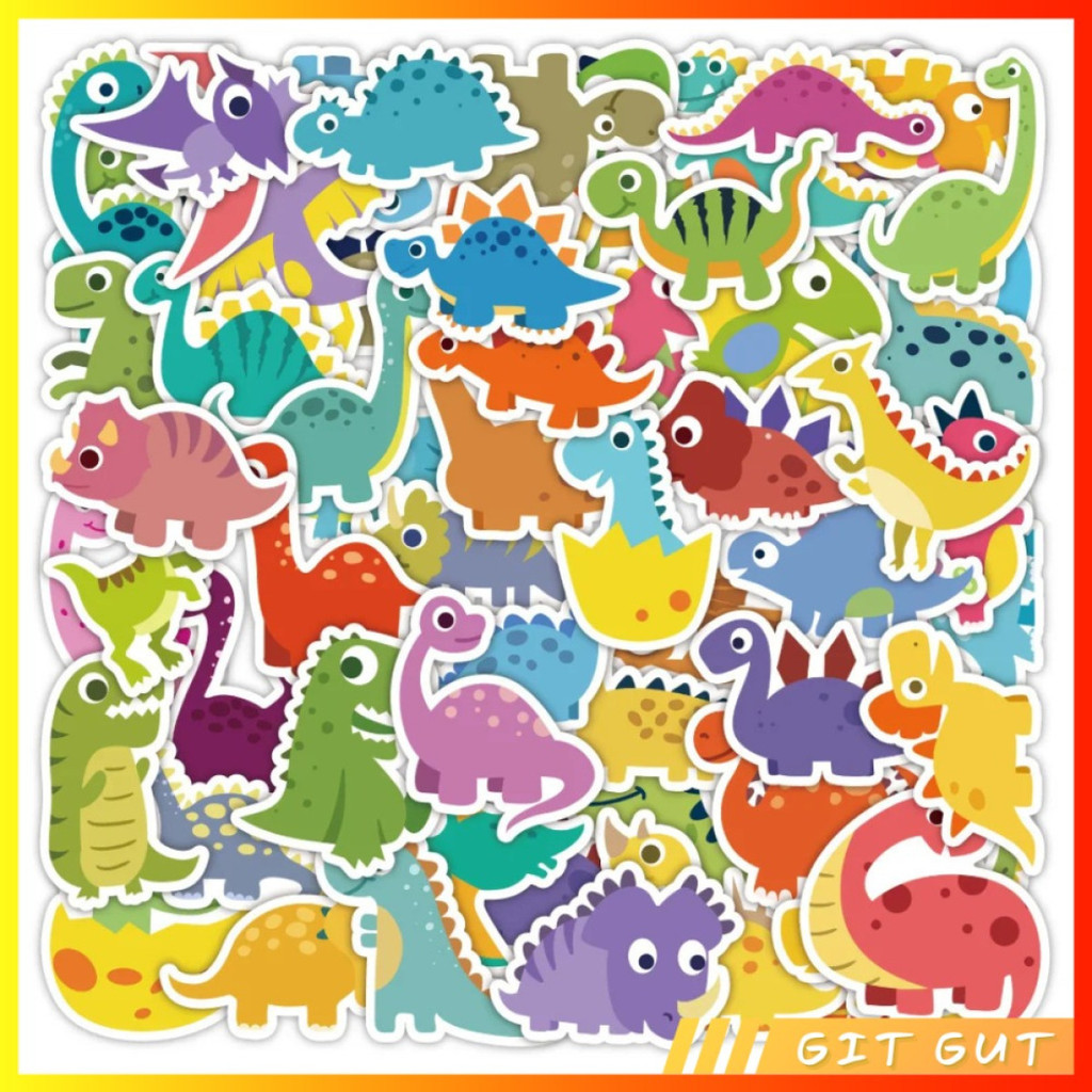 Jual Sticker Pack Stiker Vinyl 60 pcs Dinosaur Cute Cartoon Little Dino ...