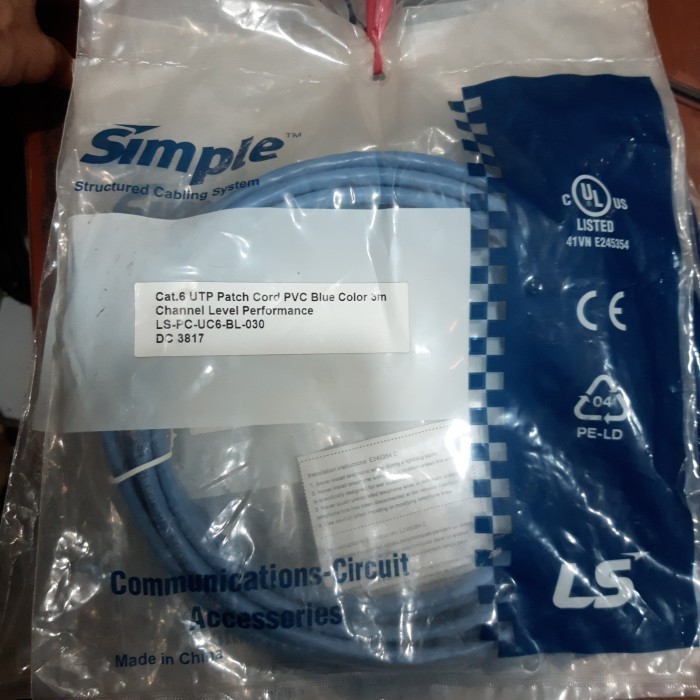 Jual LS PatchCord UTP Cat6 / Patch Cord Cat.6 3m Biru ( LS-PC-UC6-BL-030 ) | Shopee Indonesia