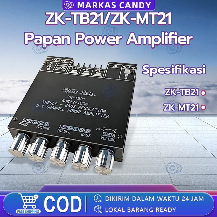 Jual ZK-TB21 ZK-MT21 ZK-502MT TPA3116D2 Bluetooth 5.0 Penguat Subwoofer Papan 50WX2 + 100W 2.1 ...