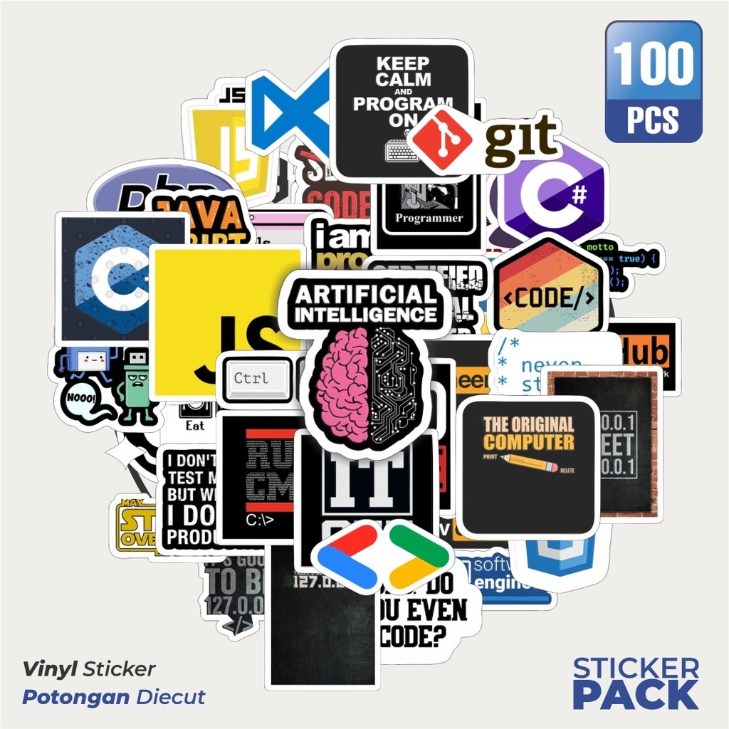 Jual MURAH 100 PCS Stiker Programmer Slang Waterproof Aesthetic- Untuk ...