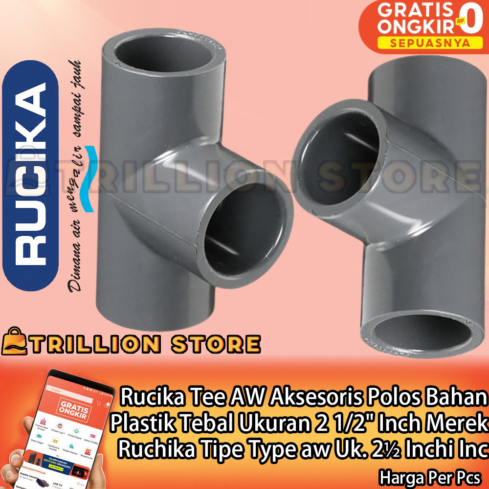 Jual Rucika Tee AW Sambungan Pipa PVC Fitting Ukuran 2 1/2" Inch Merek ...