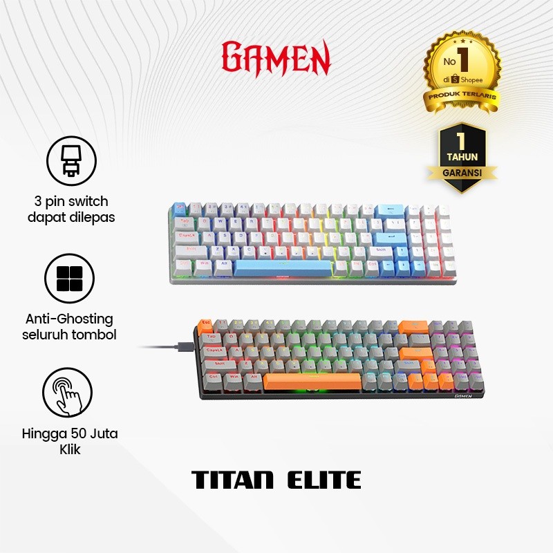 Jual GAMEN Titan Elite Keyboard Gaming Mechanical RGB 3 Pin Hot ...