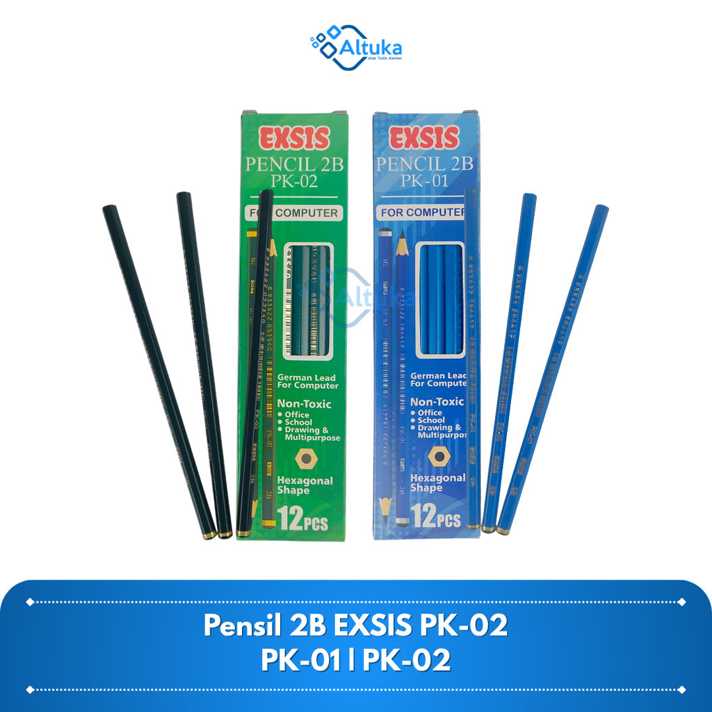 Jual (12 Pcs) Pensil Kayu Hexagonal / Pensil 2B For Computer EXSIS PK ...