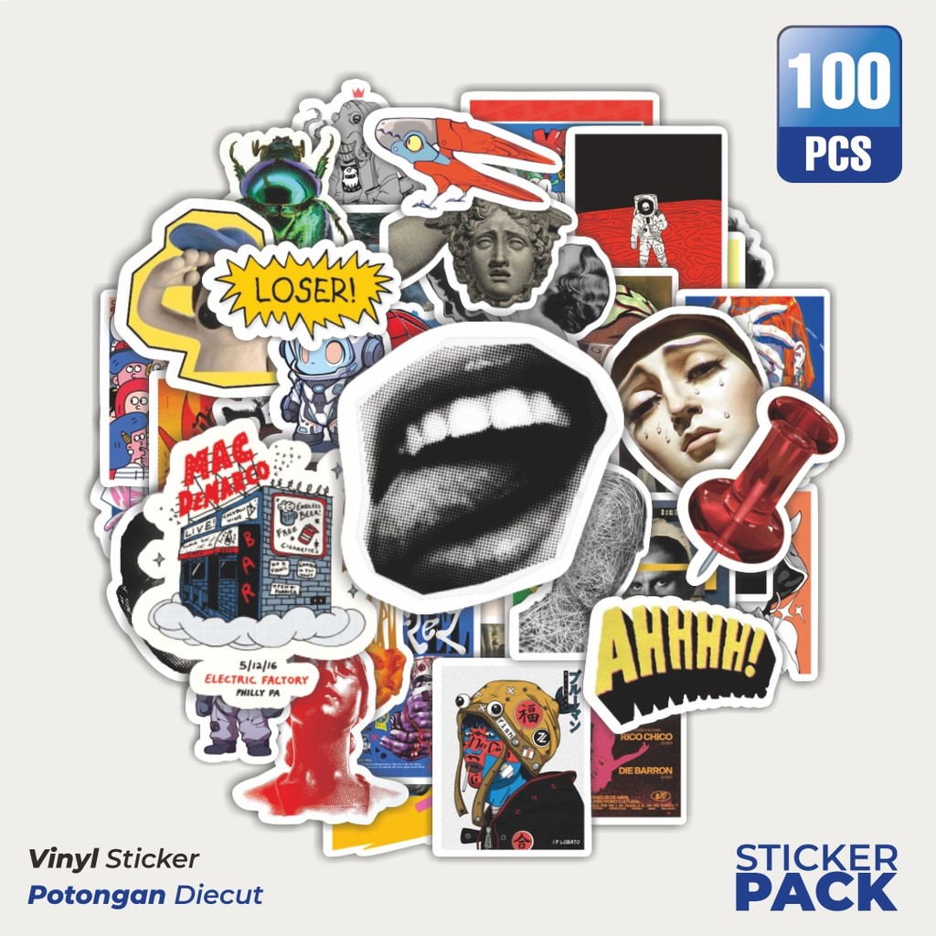 Jual Super Hemat! 100 PCS Stiker Random V11 Waterproof Aesthetic- Untuk ...