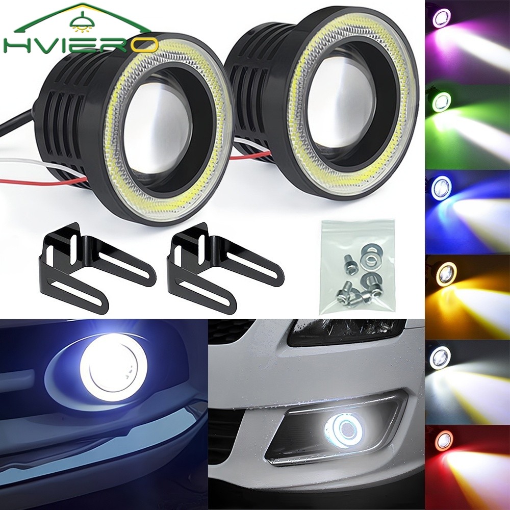 Jual 2X Car COB Auto DRL Led 12V HeadLamps Angel Eyes Fog Waterproof ...