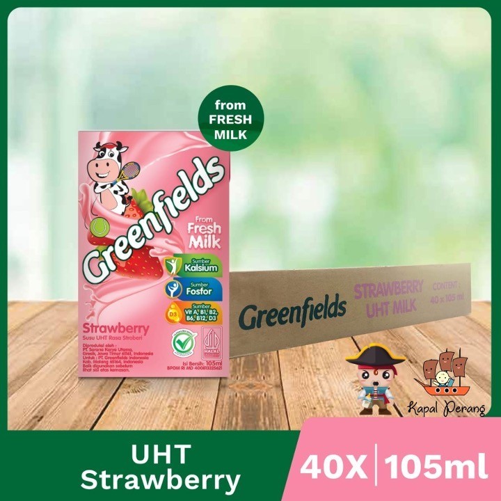 Jual Greenfields UHT Strawberry 105 mL x 1 Karton | Shopee Indonesia