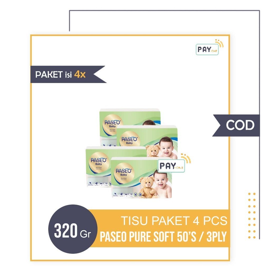 Jual Tissue Paseo Baby Pure Soft 50S Travel Paket isi 4 | Shopee Indonesia