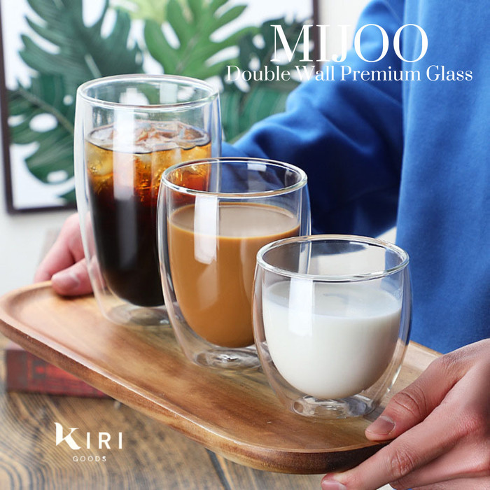 Jual 《KIRI》 MIJOO Gelas Double Layer Double Wall Anti Panas Insulated Cup Glass Kaca Dobel ...