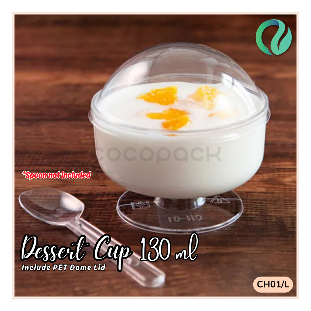 Jual 10 PCS Round Dessert Ice Cream Cup Puding Bulat 130 ml With Dome ...