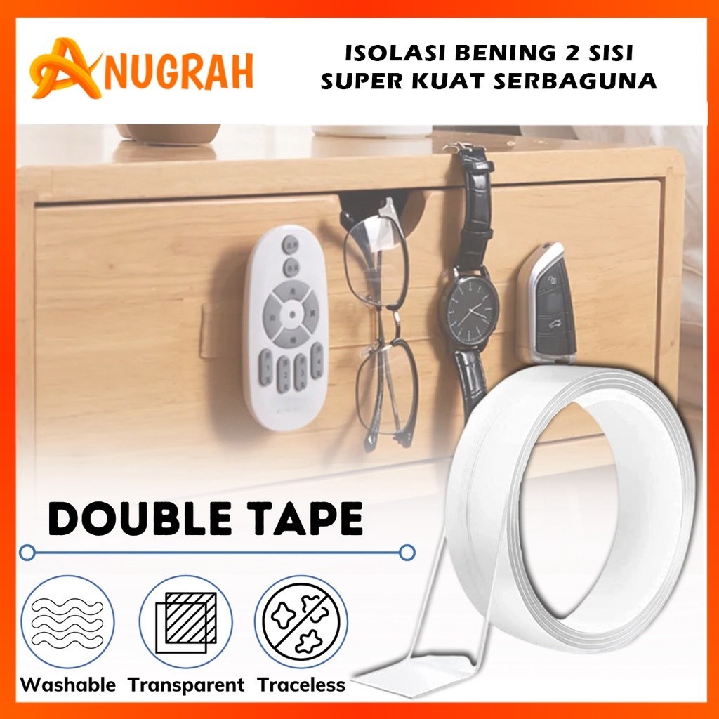 Jual Double Tape Gel Isolasi Bening 2 Sisi Perekat Dinding Tembok Tanpa ...