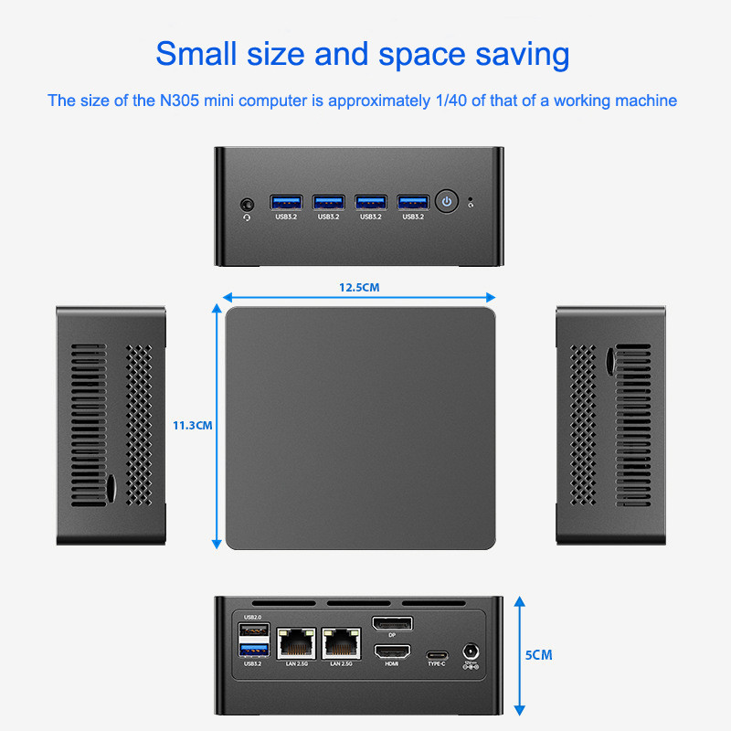 Jual Mini PC Intel Core i3-N305 6Mb Cahce DDR4 2280 NVME BT4.2 Dual LAN ...