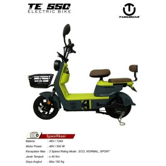 Jual Sepeda Listrik TURANZA TE 550 New 500 Watt Garansi Resmi | Shopee Indonesia