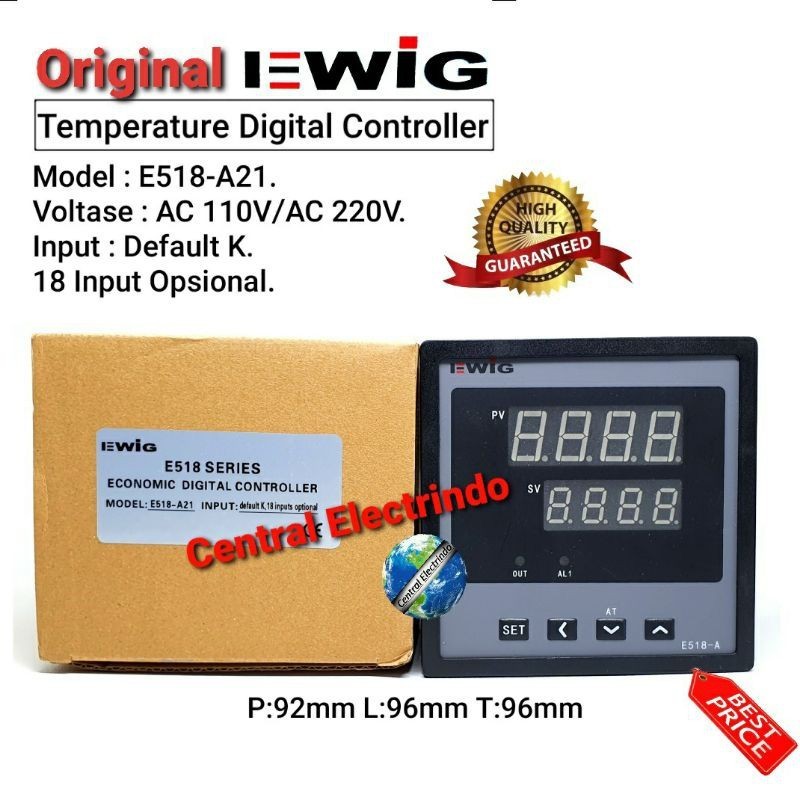 Jual Temperature Controller/Thermo Control Digital E518-A 96x96mm EWIG. | Shopee Indonesia