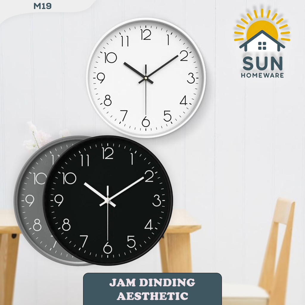 Jual SUN Jam Dinding M19/ Jam dinding aesthetic diameter 30 cm/ Jam ...