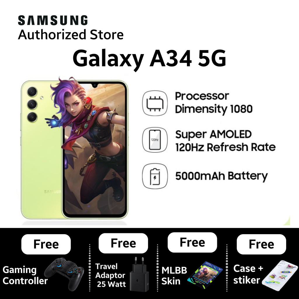 Jual Samsung Galaxy Gaming A34 5G 8/256GB Free Controller, Adapter 25 ...