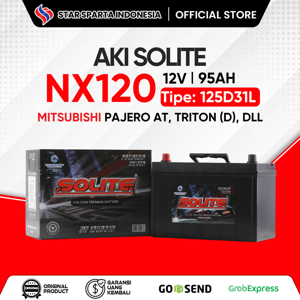 Jual Solite - Aki NX120-7L 12V 95Ah untuk Mitsubishi Pajero AT, Triton ...