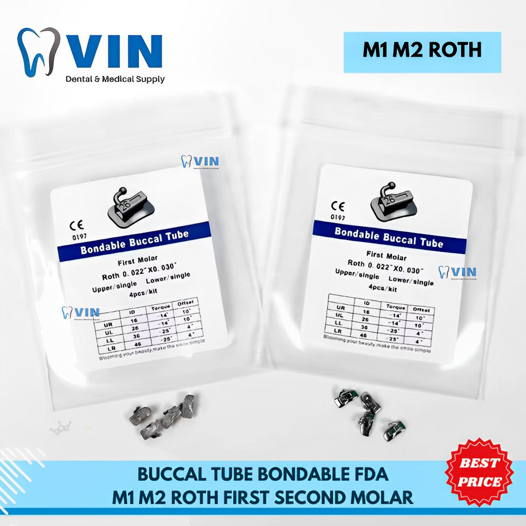 Jual Buccal tube bondable ortho kunci behel gigi FDA bucal tube 022 M1 M2 ROTH first molar ...