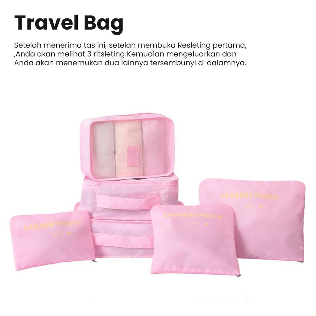 Jual Travel Bag 6 in 1 Luggage Storage Set Organizer Tas Koper Travel ...