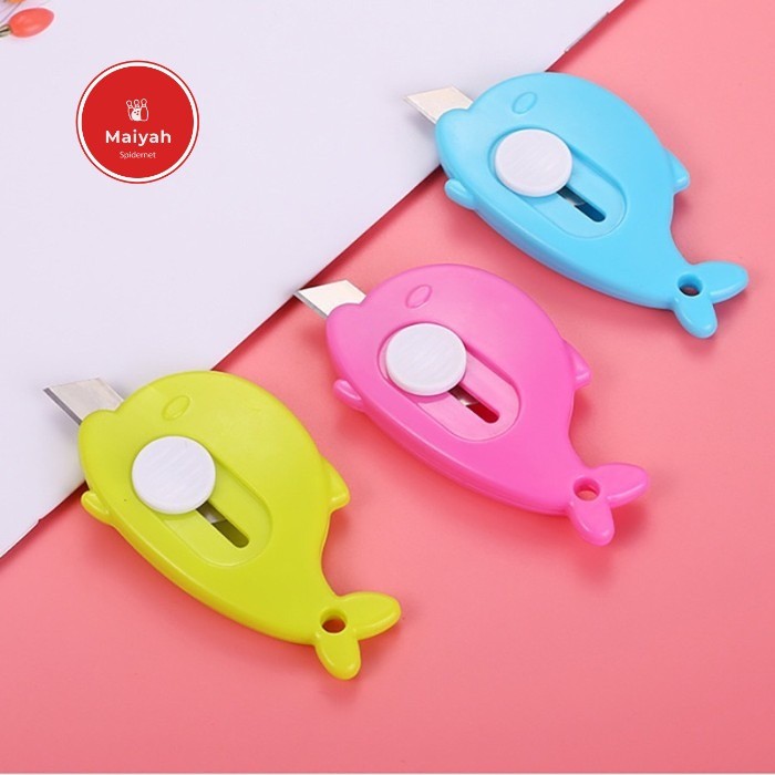 Jual Cuter kecil Hand Cutter Mini Karakter Ikan Paus Dolphin Whale ...
