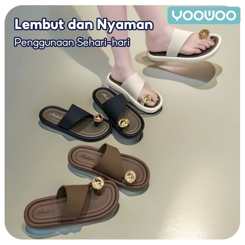 Jual YooWoo Sandal Untuk Wanita Modis Berlian Imitasi Sandal Pantai ...