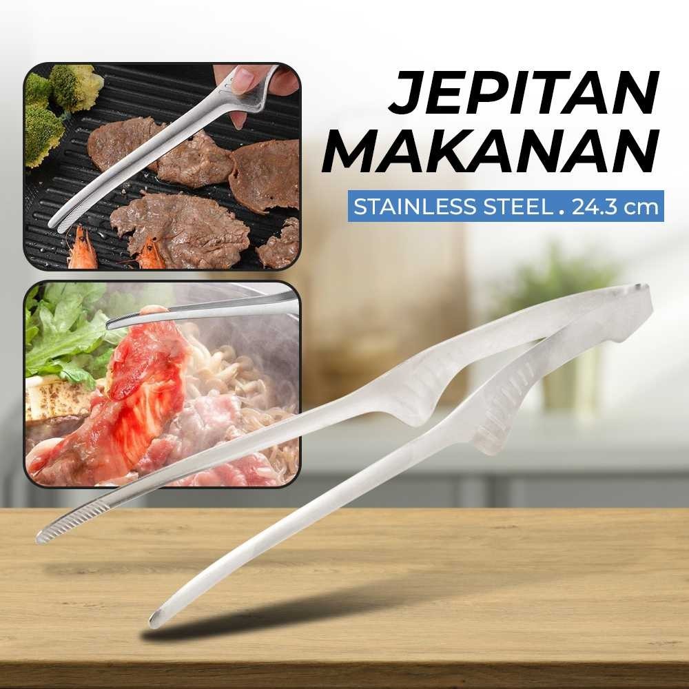 Jual Capitan Daging BBQ Jepitan Gorengan Makanan Stainless Steel 24.3cm ...