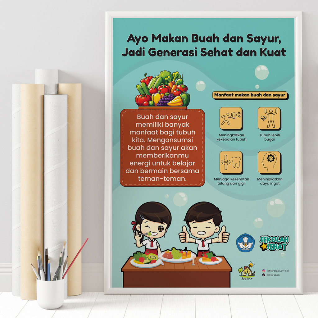 Jual Poster AYO MAKAN BUAH dan SAYUR Hiasan Dekorasi Sekolah TERAPKAN ...