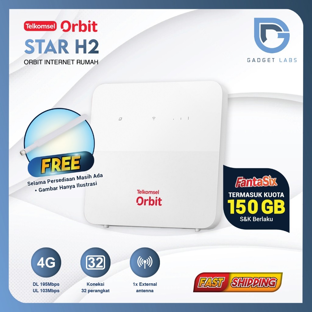 Jual Telkomsel Orbit Star H2 Modem Wifi Router Wireless Huawei B320 Free Kuota 150GB | Shopee ...