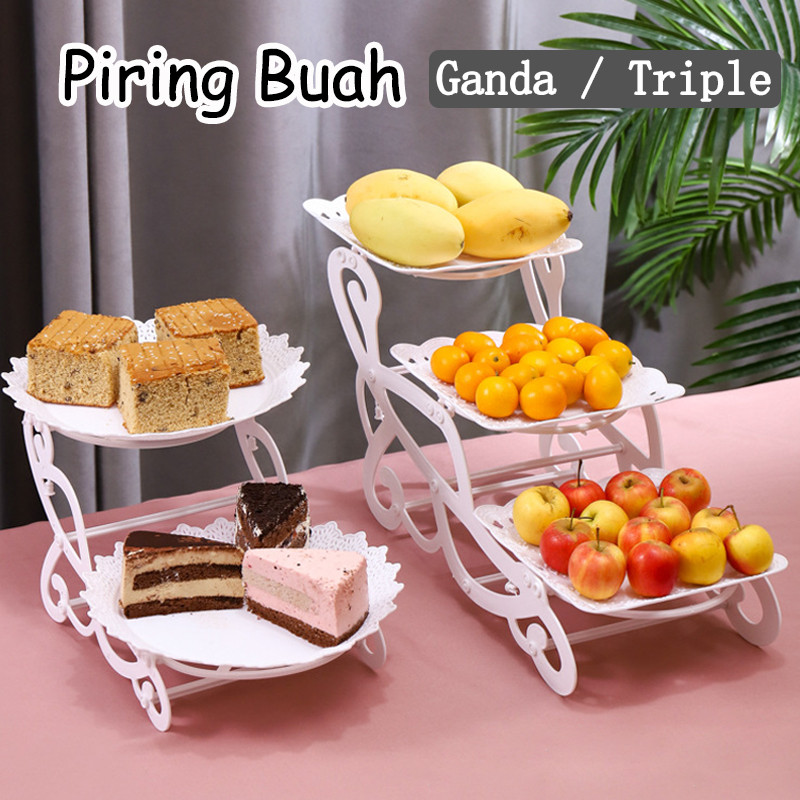 Jual Piring Buah 2 SUSUN Piring Kue Snack Permen Buah Bentuk Unik dan ...