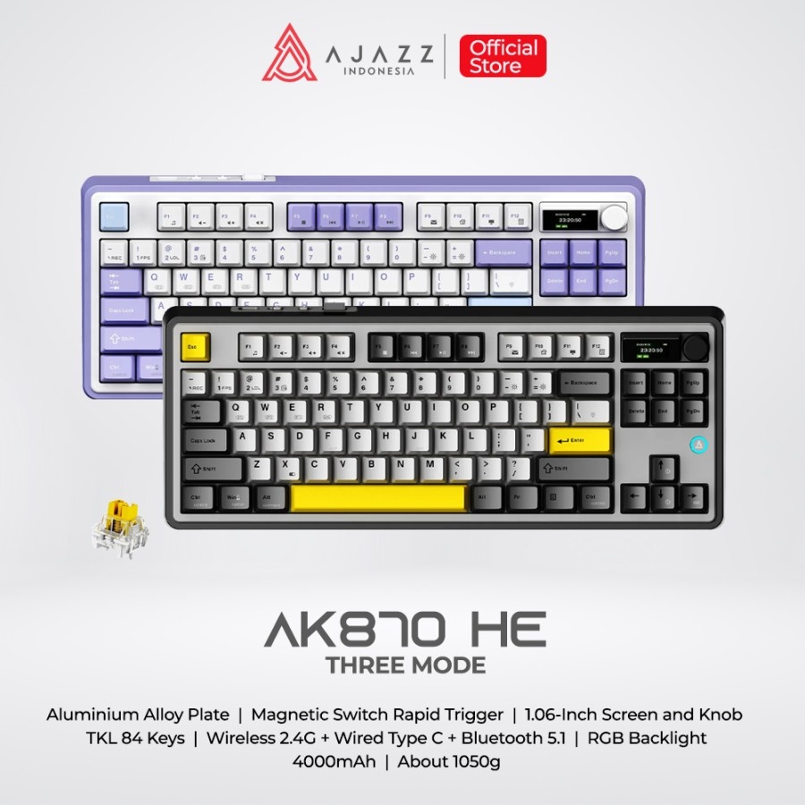 Jual Ajazz AK870 AK-870 HE Wireless Gaming Keyboard Rapid Trigger ...