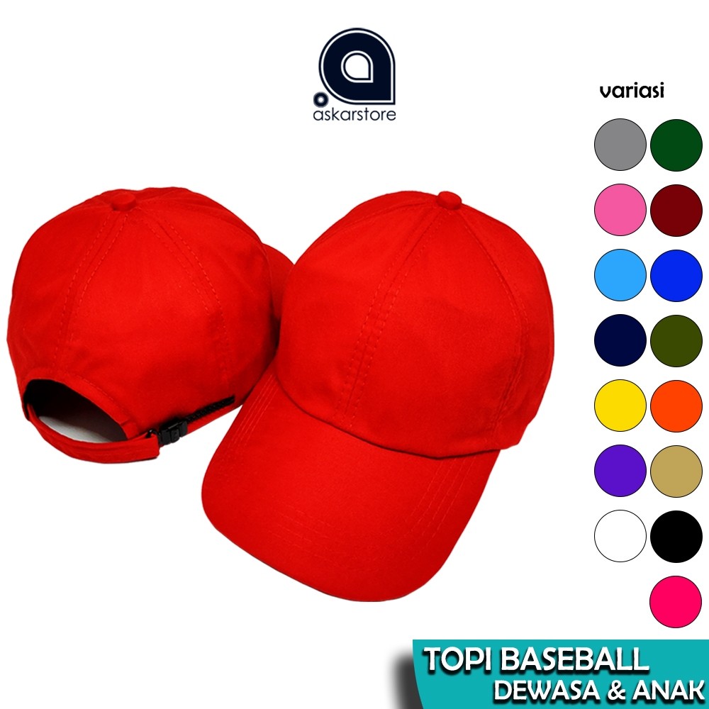 Jual Topi polos baseball pria wanita dewasa warna hitam putih merah ...