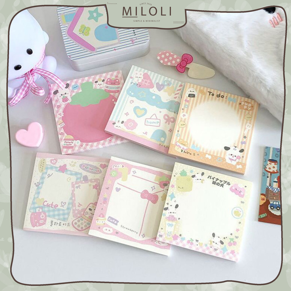 Jual [MILOLI] 50Lembar MEMO PAD CARTOON PUPPY Non Stick Memo Note Paper ...