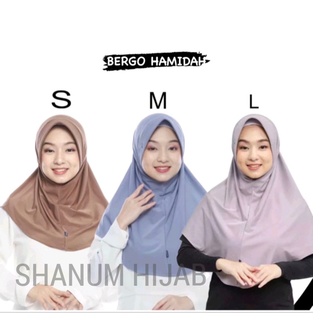 Jual (ORI) kerudung Sporty Bergo Hamidah Instan All Size Ukuran S M L Menutup Dada pet Antem ...